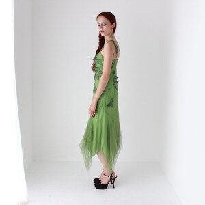 Y2K Mesh Wood Nymph Fairy Leaf Textured 3D Beaded Cocktail Dress W ...