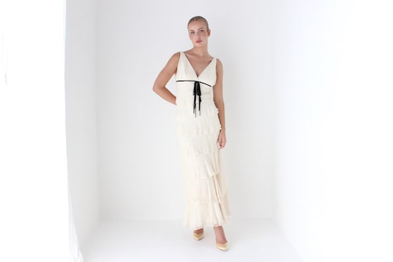 1990s Vintage Melinda Eng Cascading Layered Ivory Sil… - Gem 1990s Vintage Melinda Eng Cascading Layered Ivory Sil… - Gem