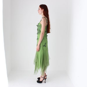 Y2K Mesh Wood Nymph Fairy Leaf Textured 3D Beaded Cocktail Dress W ...