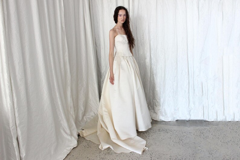 1990s Vintage Duchess Silk Satin Vintage Wedding Ballgown Two Piece ...