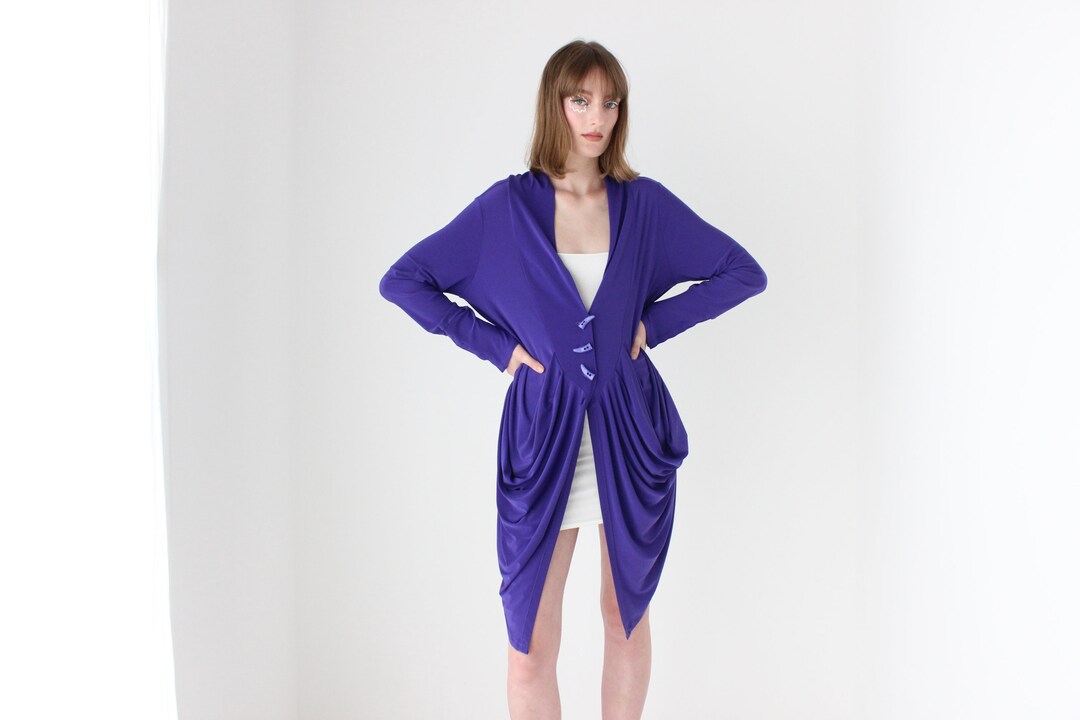 2000s Royal Purple Draped Avant Garde Batwing Cocoon Top - Etsy