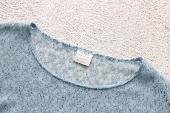 BALLETCORE 90s Stretch Sheer Lace Pastel Sky Blue Fit… - Gem