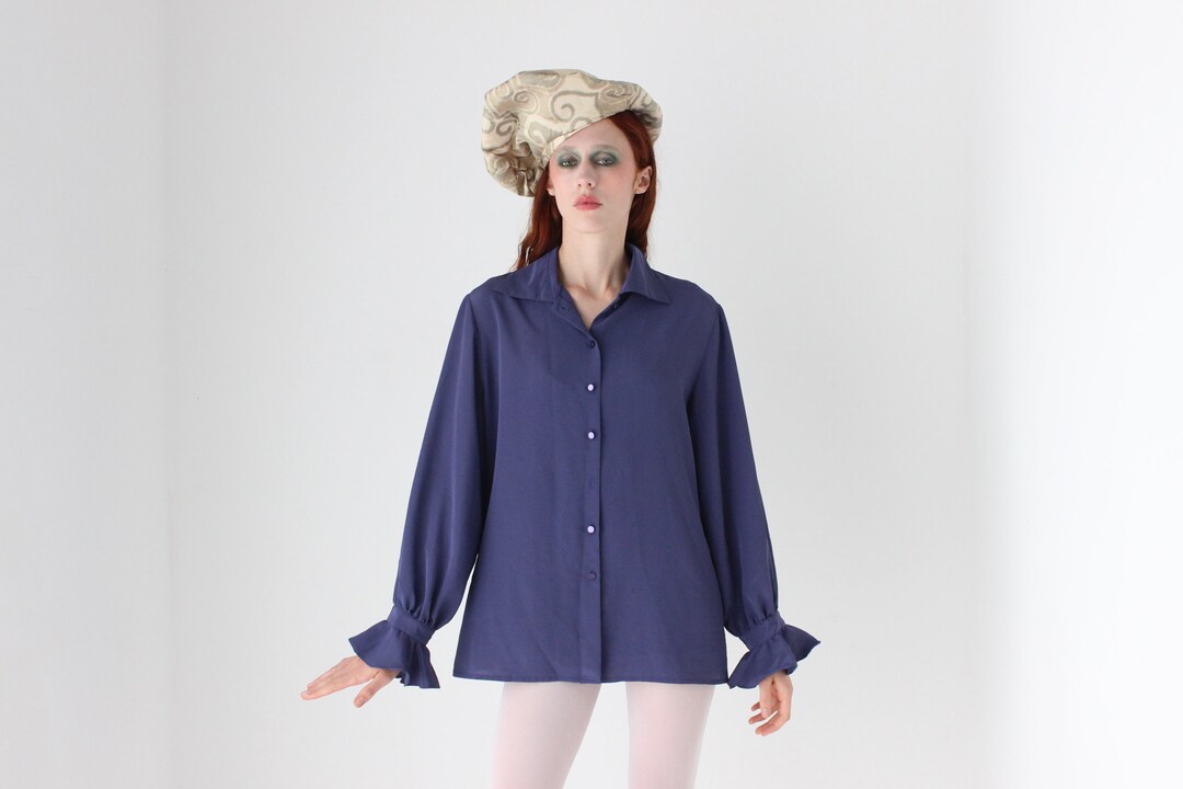 80s Shakespearean Ruffle Frill Wrist Blouse / Shirt - Etsy