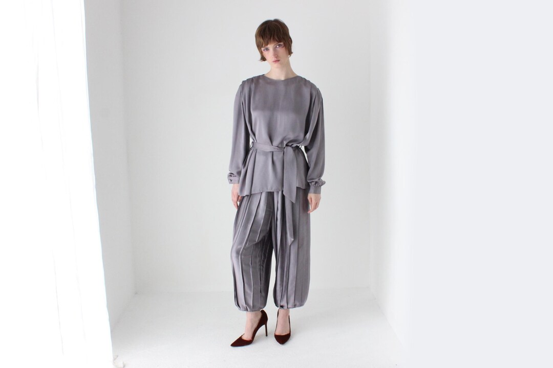 Singular 80s Silver Satin TWO PIECE Balloon / Bubble Pants & Top ...