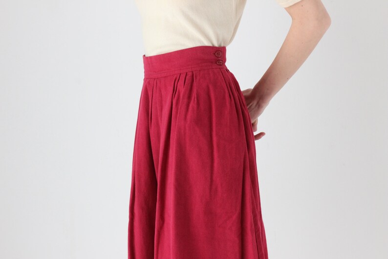 70s Simple Felt Cotton High Waist Circle Midi Skirt - Etsy