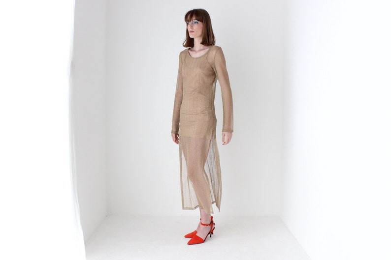 Y2K Flesh Mesh Fishnet Sheer Cut Out Open Knit Crochet Long - Etsy