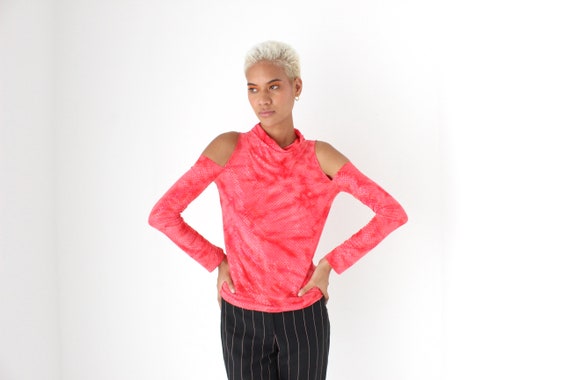 2000s Raver Cold Shoulder Sparkly Sequin Tie Die Long… - Gem