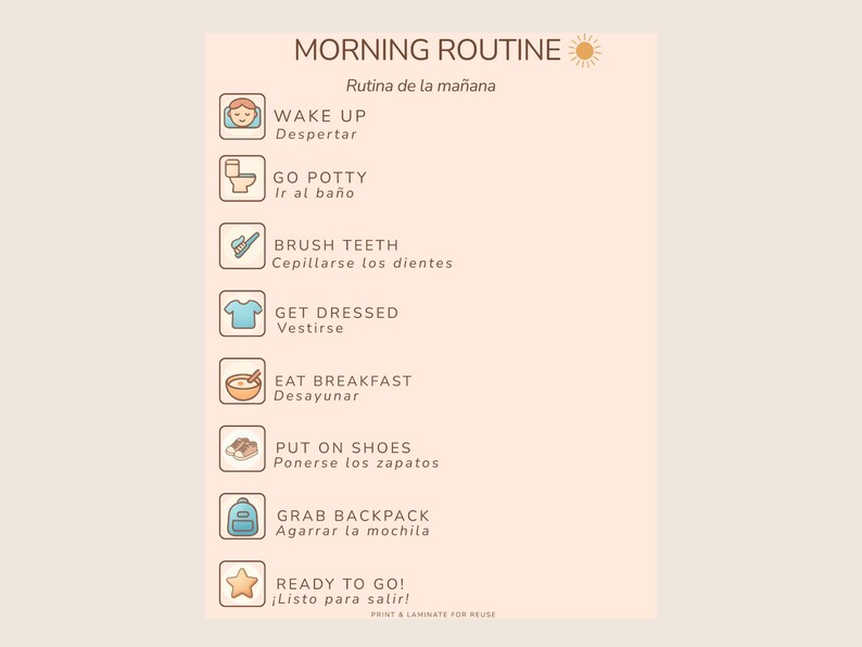 Kids Morning Routine Chart Printable | Toddler Visual Schedule ...