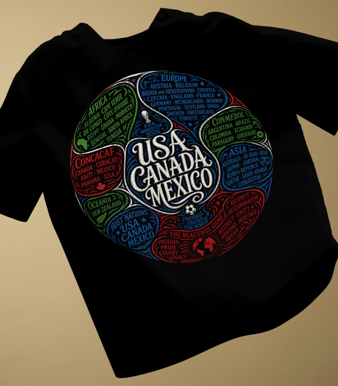 World Cup 2026 USA Canada Mexico Soccer Graphic Tee, Map Design Shirt ...