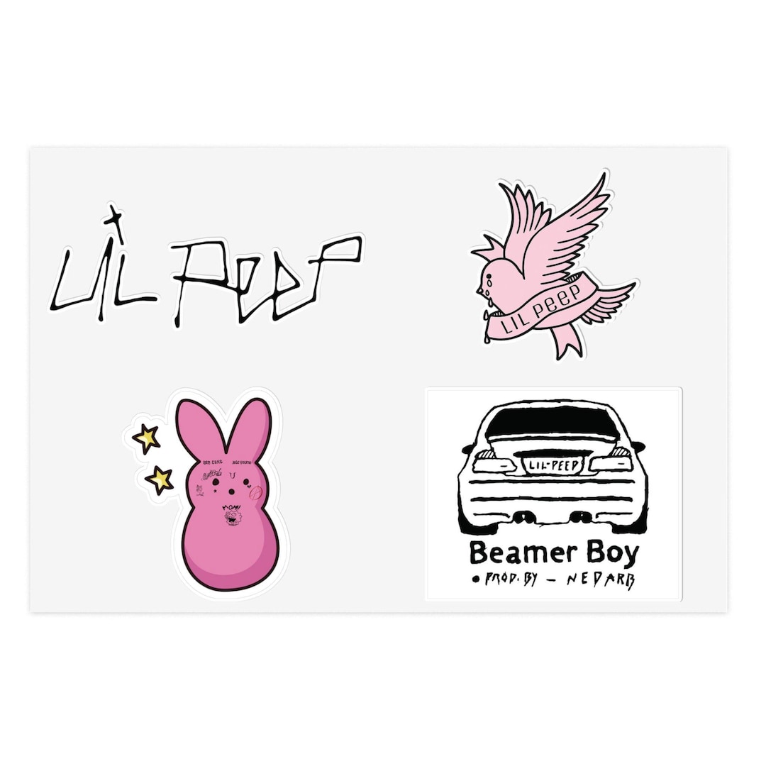 Lil Peep Sticker Sheet — Punk Pink Bunny, Dove & 'beamer Boy' Stickers ...