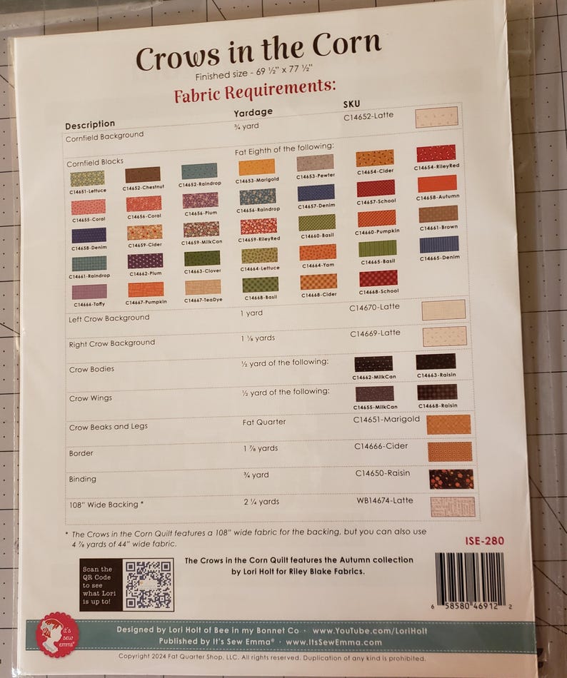 Crows in the Cornfield - Lori Holt Pattern - Bee in My Bonnet - Etsy