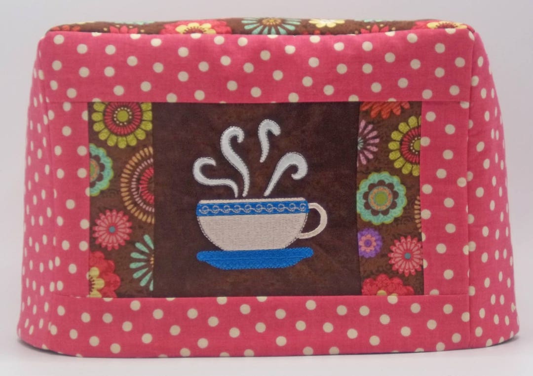 Pink Polka Dot & Floral Coffee Cup Toaster Cover Quilted 2-slice ...