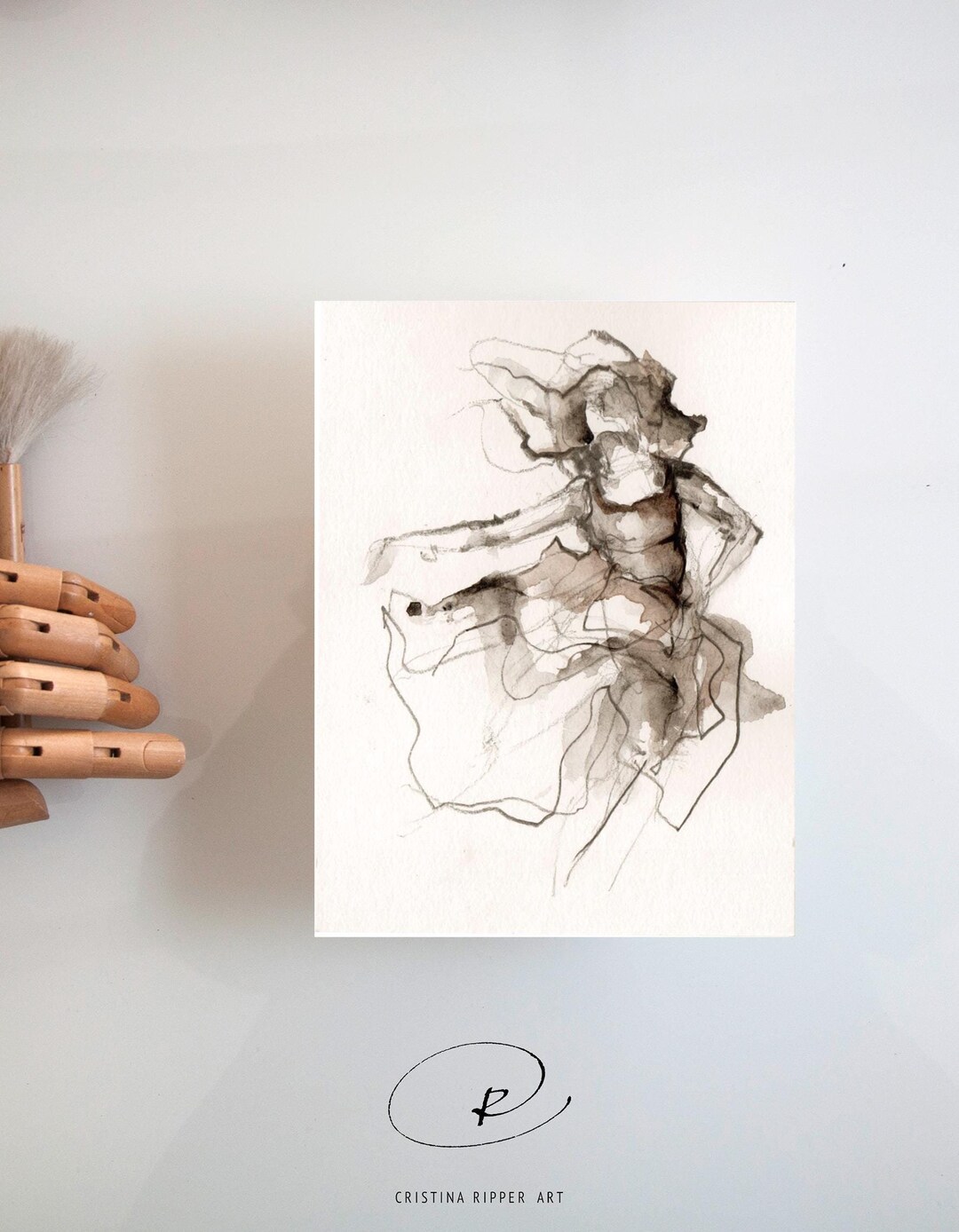 Original Graceful Female Charcoal Drawing, Original Female Art Drawing ...