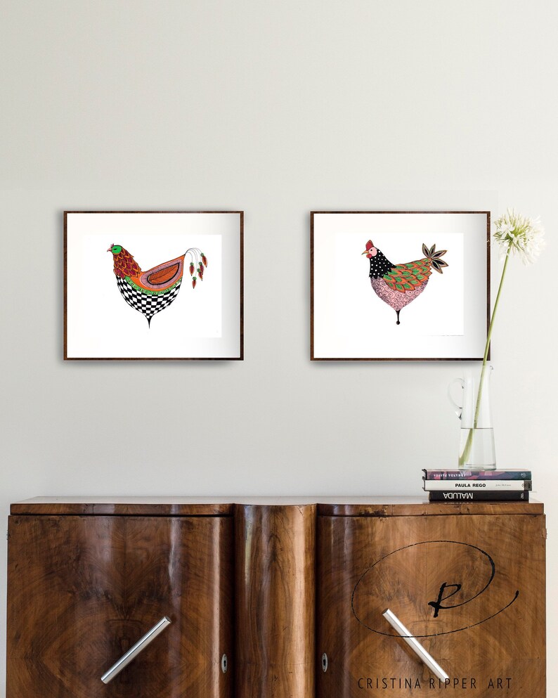 Set Chicken Art Prints Modern Print Set Modern Chicken - Etsy