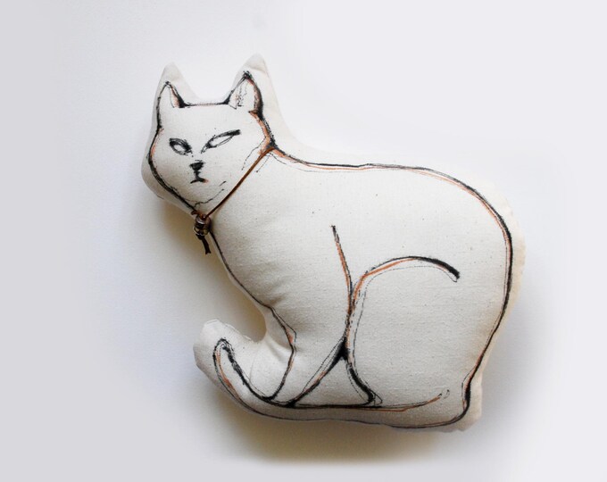 Cat Pillow - Limited Edition - Cat Drawing on Fabric - Now Only One ...