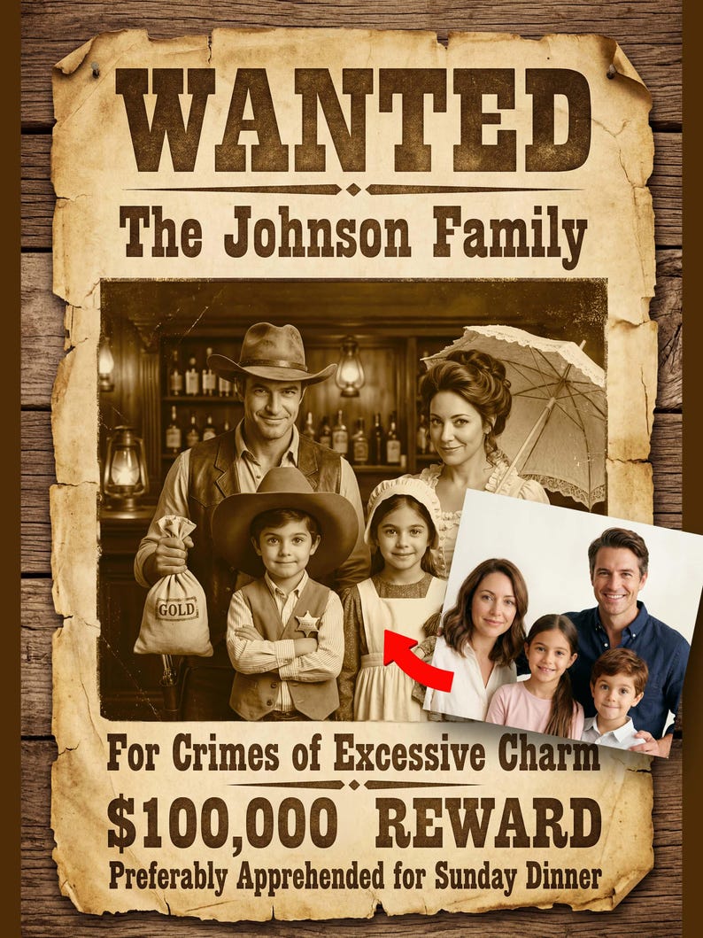 Personalized Wanted Poster Print — Personalized Family Portrait — Funny ...