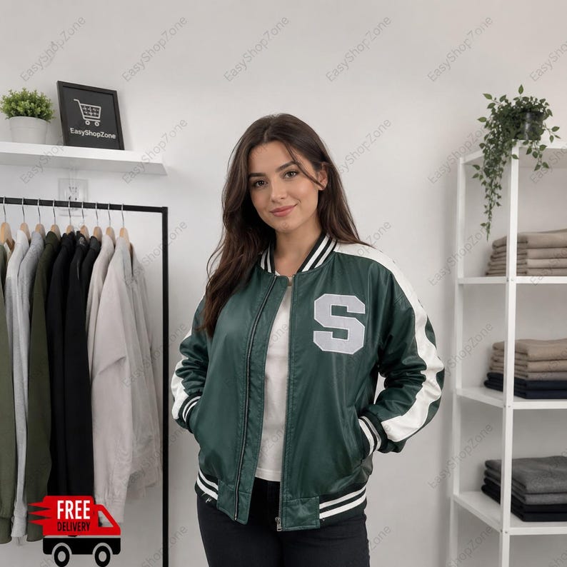 Dark Green Varsity Jacket Men Women | Custom Letterman Jacket | Leather ...