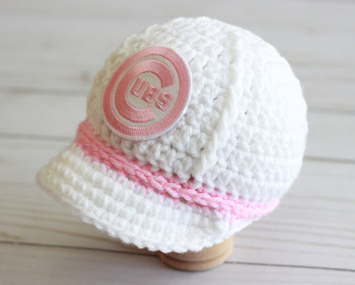 Pink Baby Girl Chicago Cubs Cubbies Cap Hat Outfit Hand Knit | Etsy