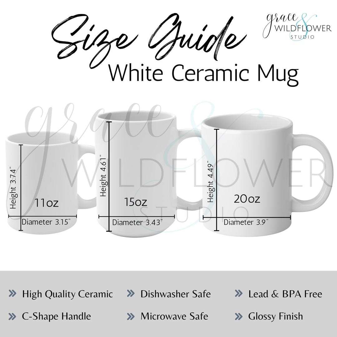 20oz Jumbo Ceramic Mug Size Guide White Coffee Mug Size Chart Digital ...