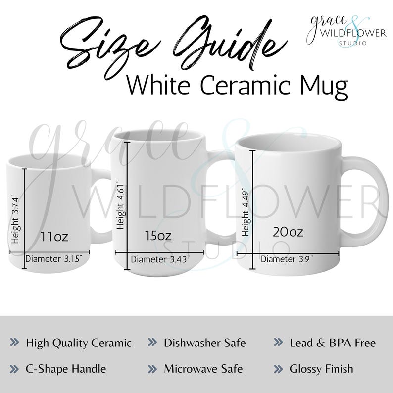 20oz Jumbo Ceramic Mug Size Guide White Coffee Mug Size Chart Digital ...