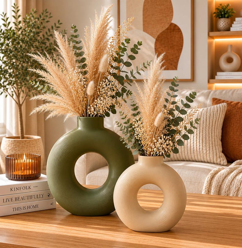 3D Printed Donut Vases – Modern Boho Living Room Decor Set - Etsy Canada