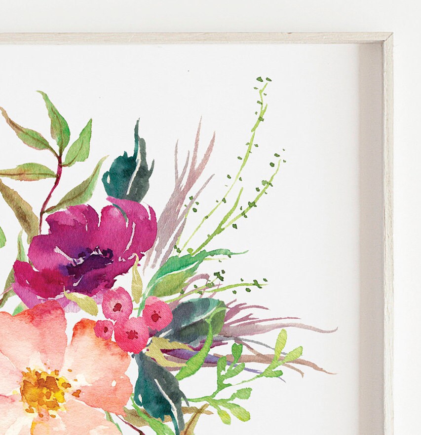 Boho Watercolor Flowers Art Printable Boho Print Botanical | Etsy