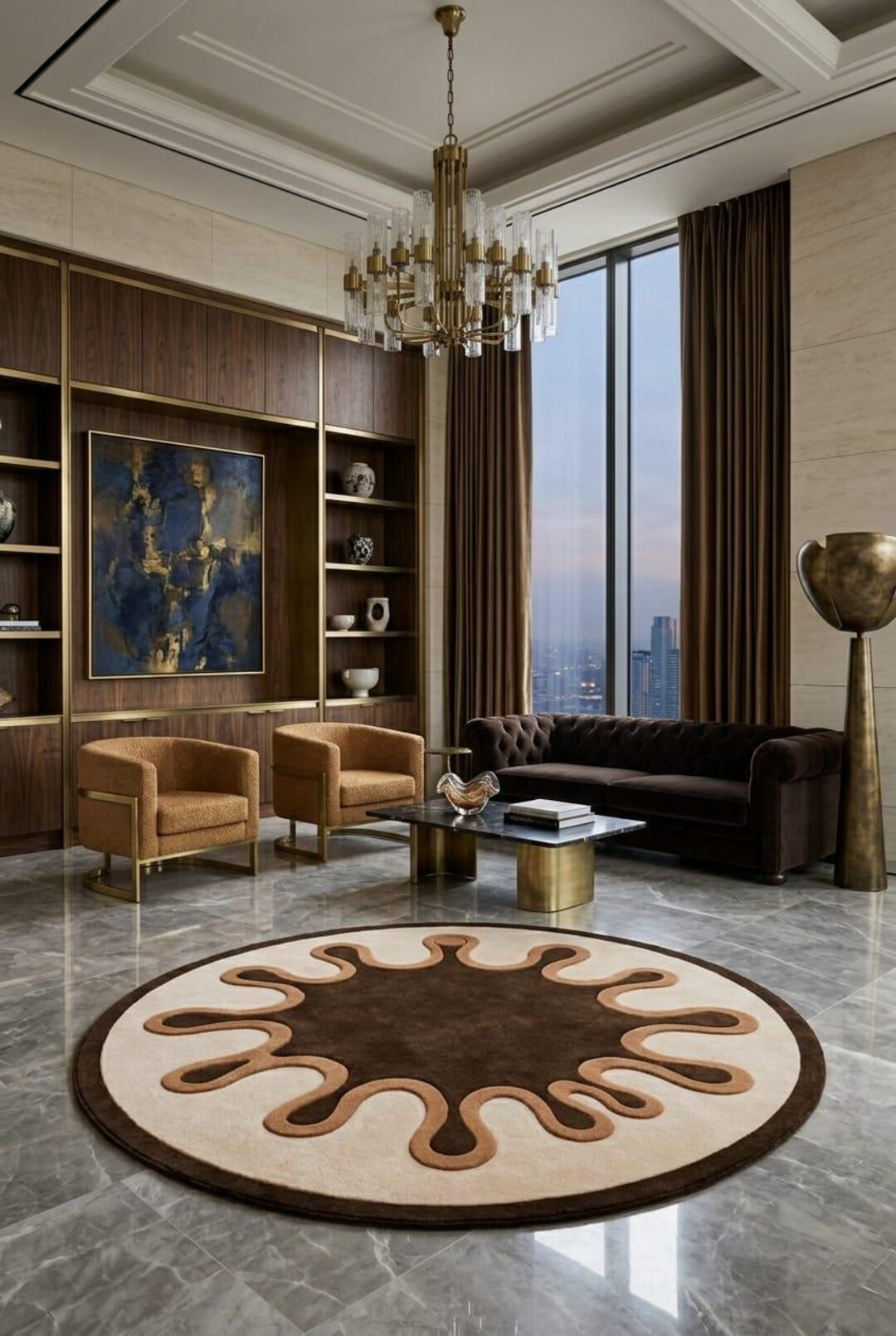 Modern Round Abstract Tufted Rug, Handmade Luxury Area Carpet for ...