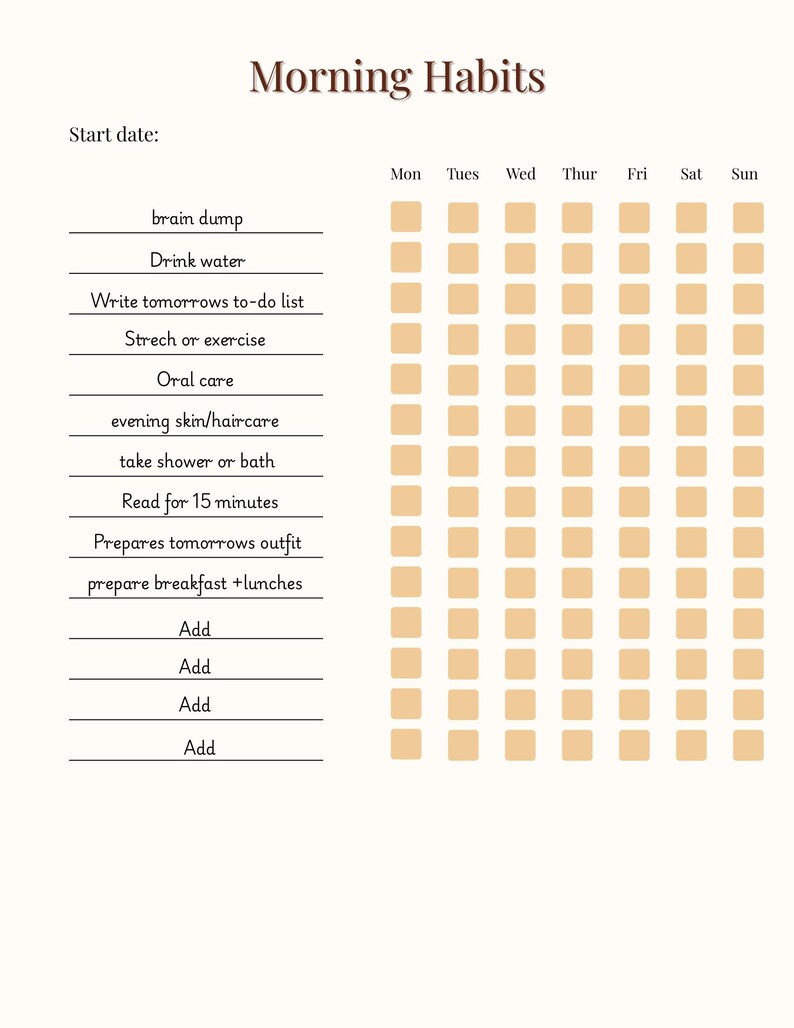Morning & Evening Routine Planner + Habit Tracker Bundle | Canva ...
