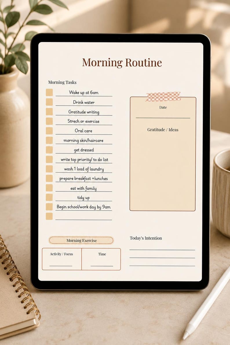 Morning & Evening Routine Planner + Habit Tracker Bundle | Canva ...