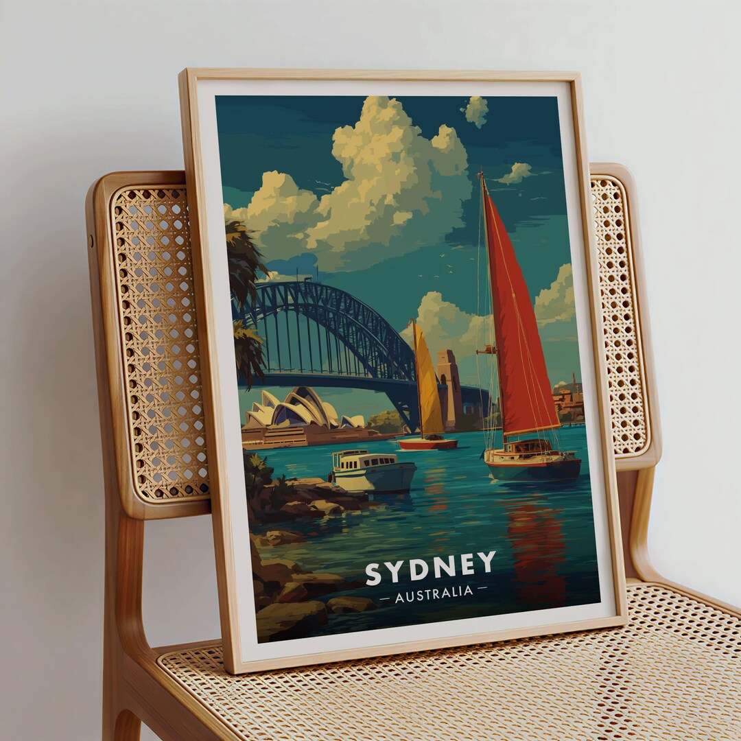 Sydney Harbour Bridge Opera House Art Print, Australia Travel Poster - Etsy