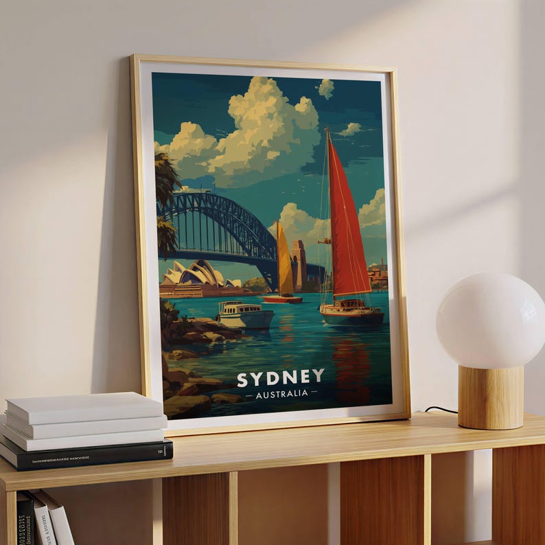 Sydney Harbour Bridge Opera House Art Print, Australia Travel Poster - Etsy