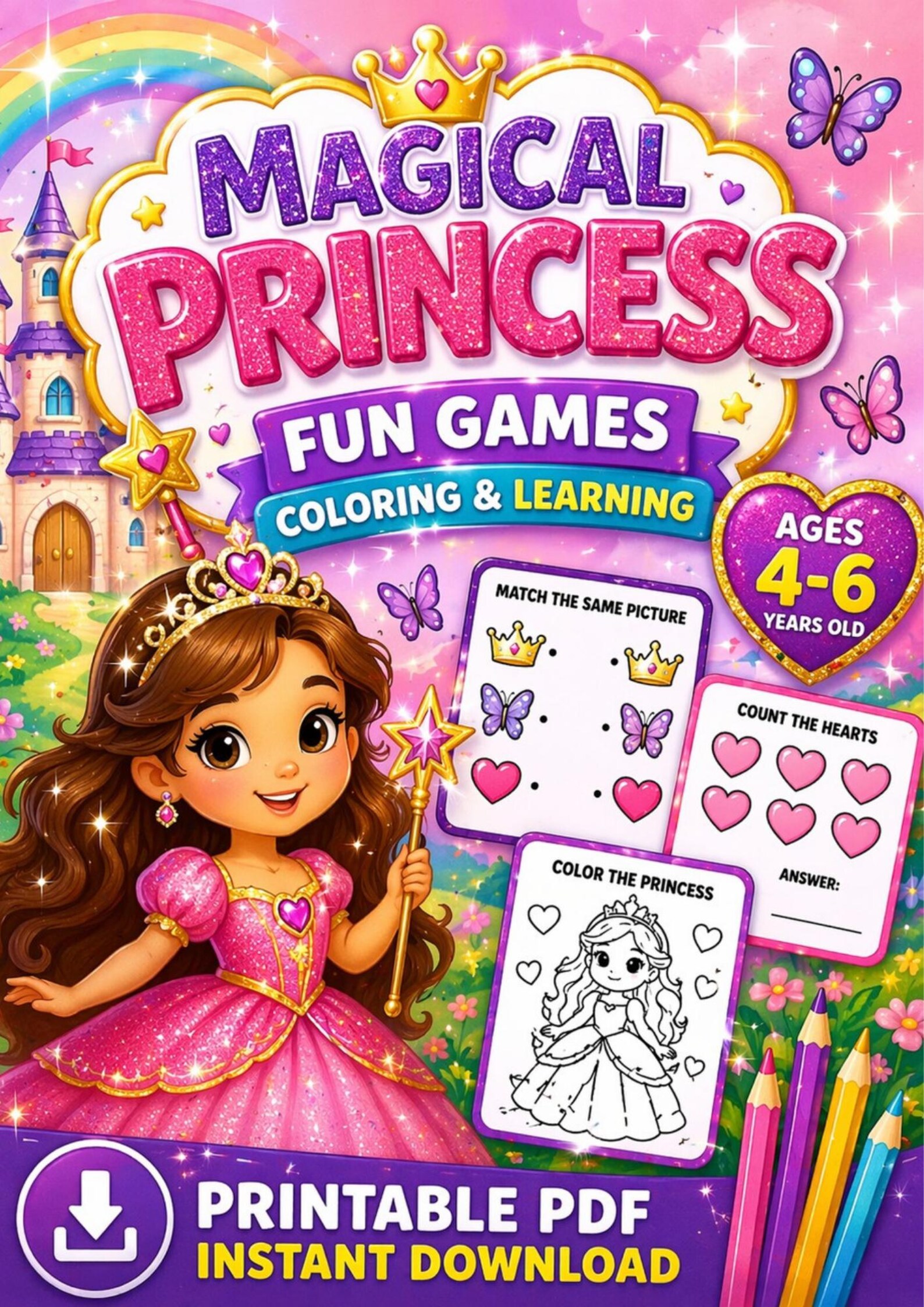 Magical Princess Activity Book for Girls Ages 4–6 (printable PDF) - Etsy