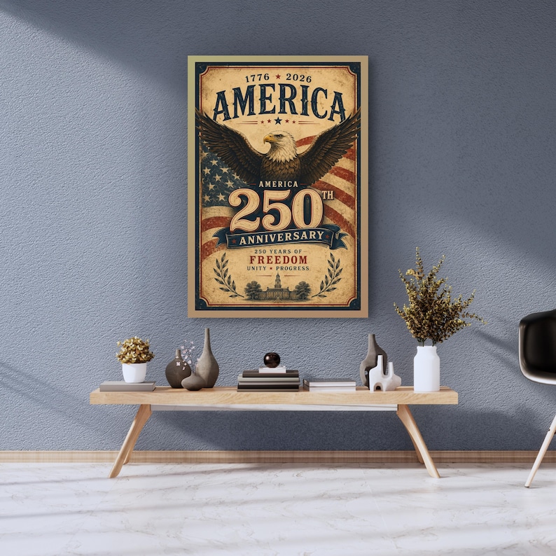 America 250th Anniversary Canvas, Patriotic Eagle Wall Art, Freedom ...