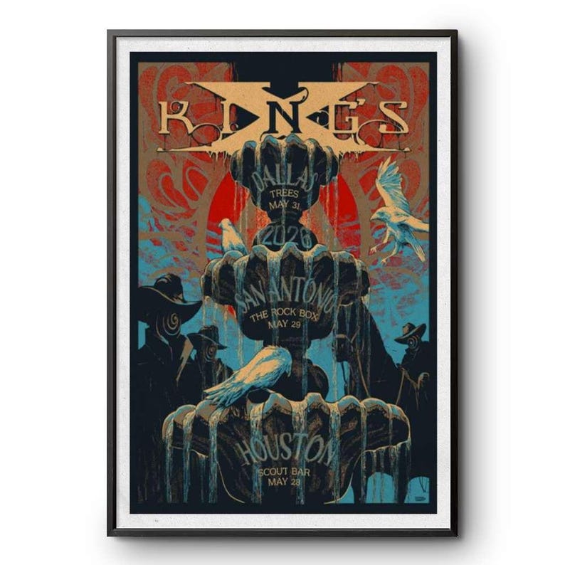 King's X 2026 Texas Tour Poster Houston San Antonio Dallas Rock Concert ...