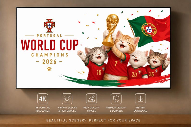 Portugal World Cup 2026 Champions Frame TV Art | Football Soccer ...