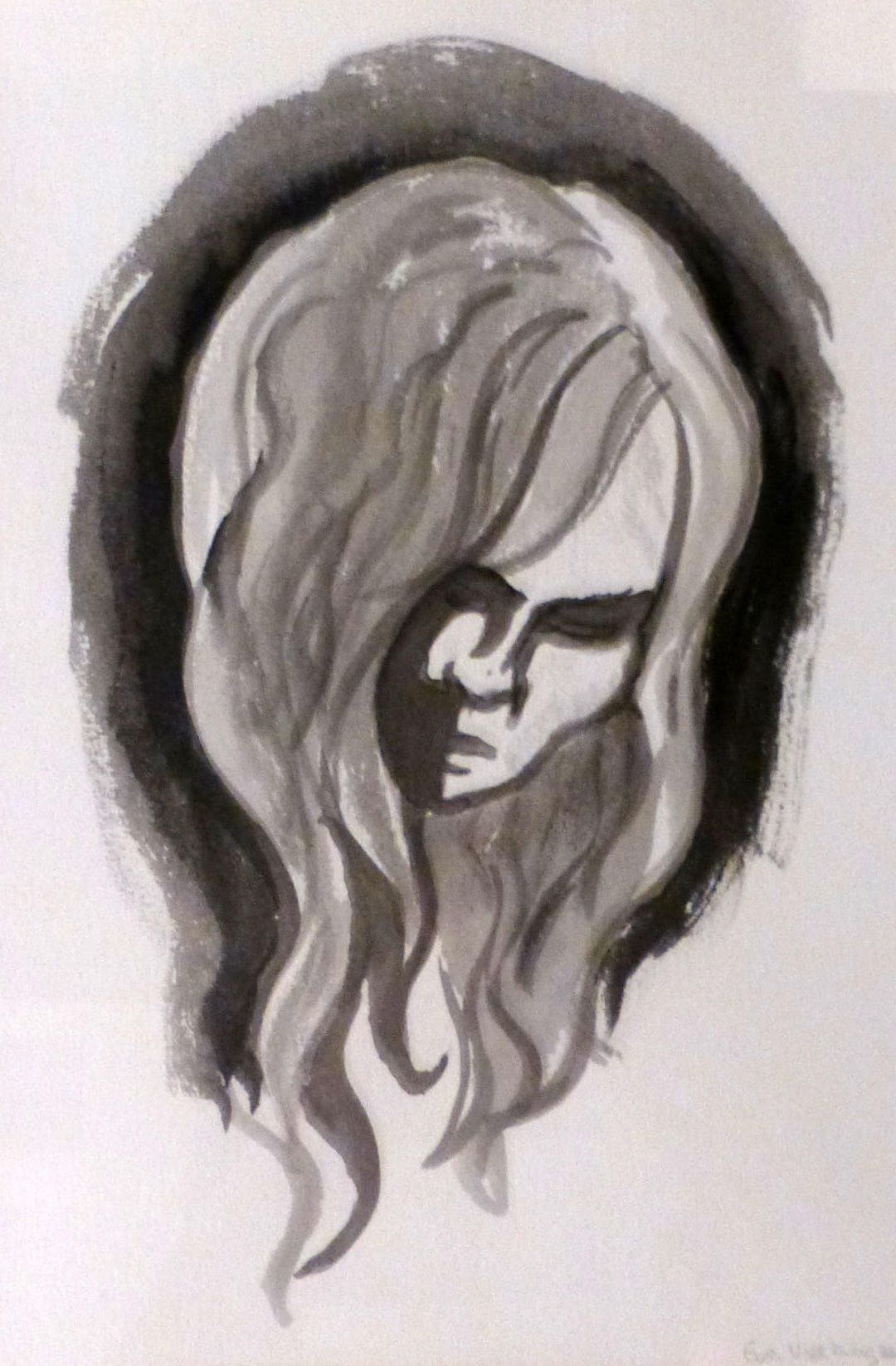 Drawing, Downward Looking Face - Etsy