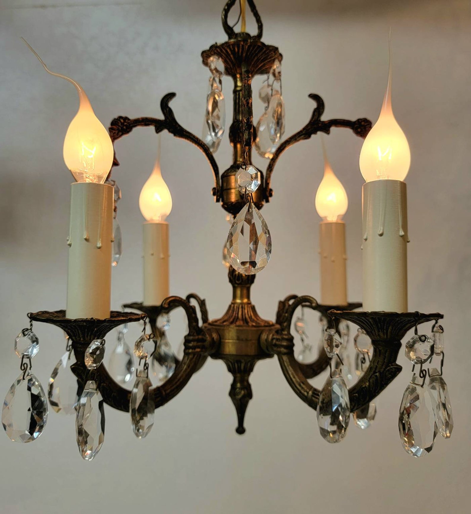 Vintage Ultra Petite Crystal Chandelier With Four Lights Nice - Etsy