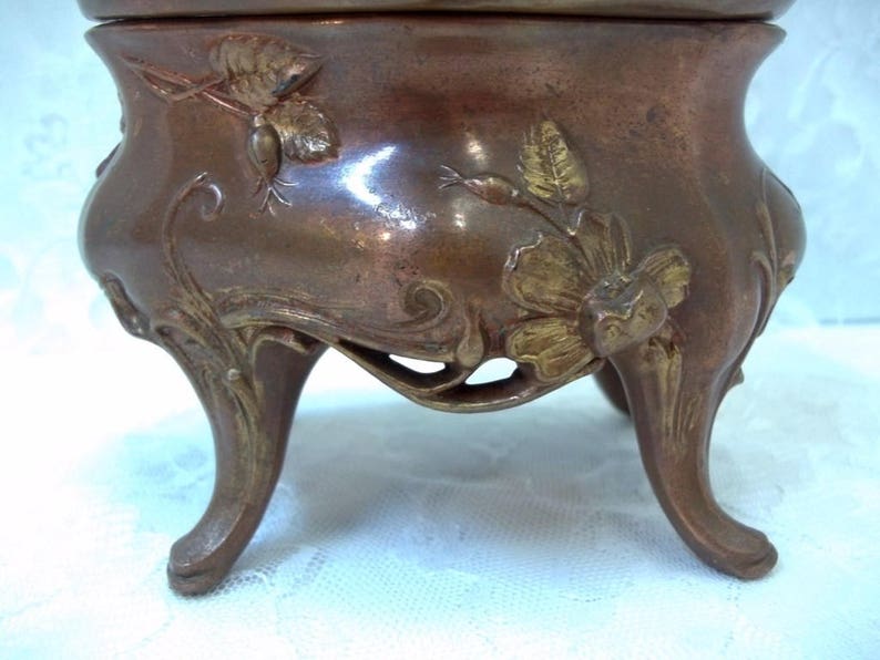Ornate Victorian Jewelry Casket, Bronze With Floral Design 4" X 4" - Etsy
