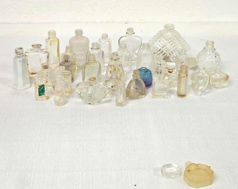 Vintage Destash Lot of 33 Miniature Empty Perfume Bottles Without Tops ...