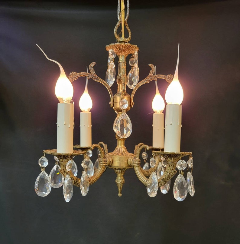 Vintage Ultra Petite Crystal Chandelier With Four Lights Nice - Etsy