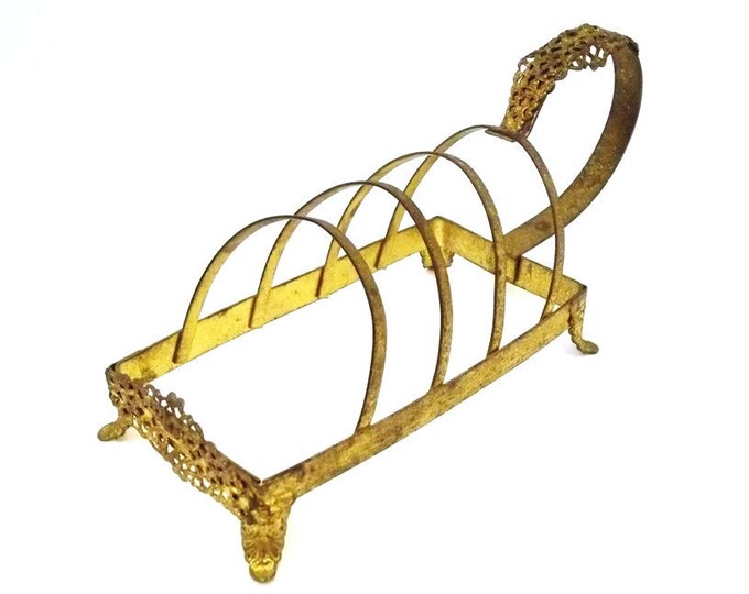 Vintage Gold Metal Filigree Toast Rack Ornate Hollywood Regency Toast ...