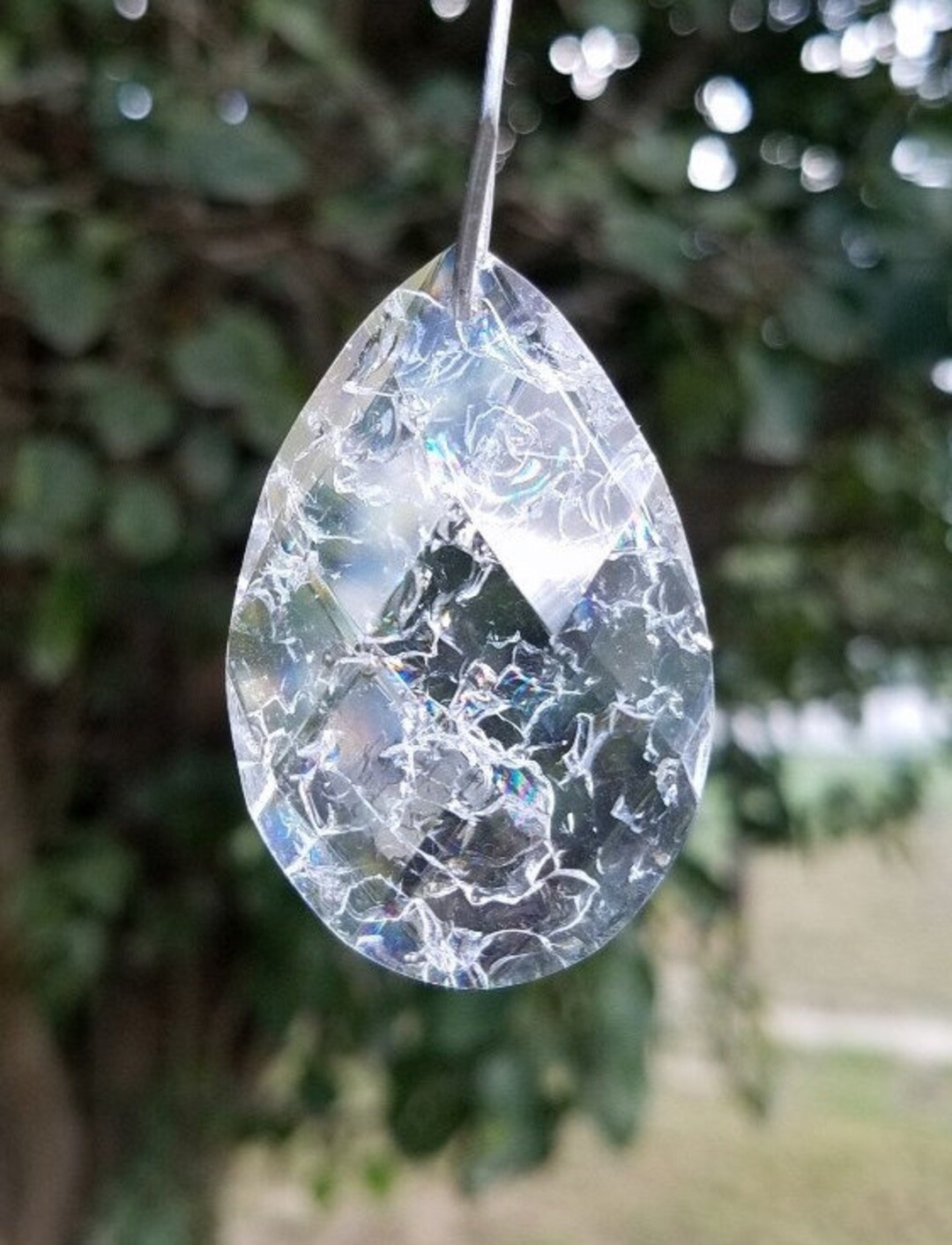 2" Crackle Glass Chandelier Crystal Teardrop - Etsy