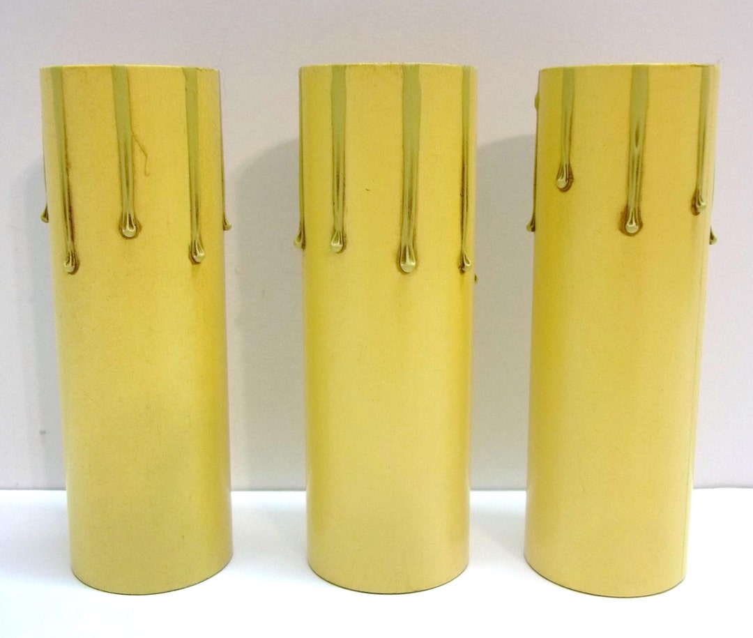 THREE 4" Antique Gold Drip Standard Size Socket Chandelier Candle ...