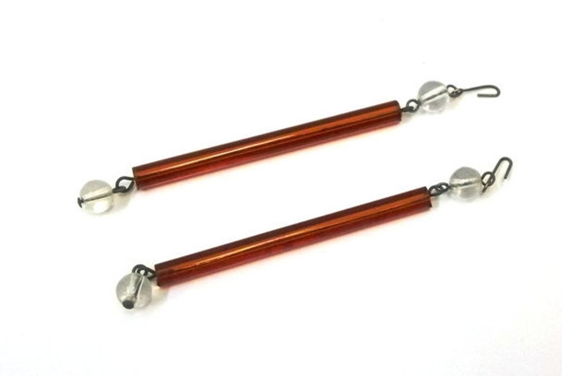 Two Vintage Amber Chandelier Crystal Tube Prisms - Etsy