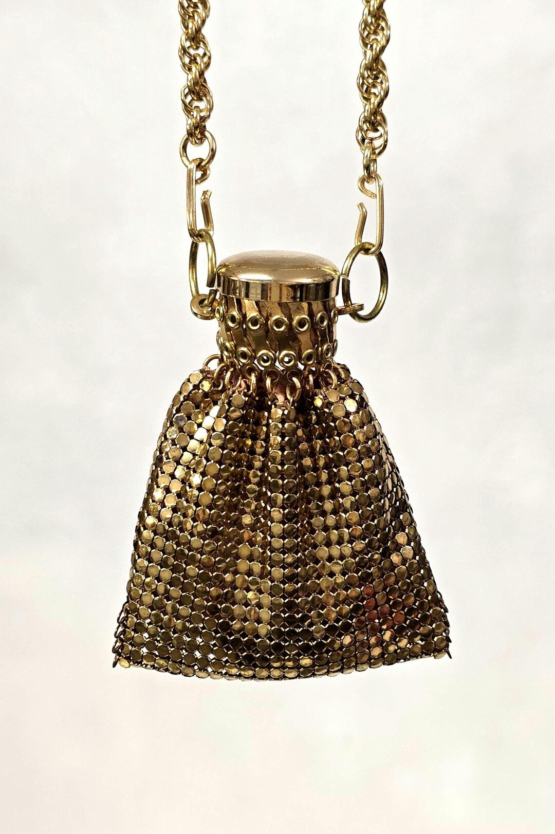 Gold Metal Mesh Coin Purse on Heavy Gold Rope Crossbody Chain by ...