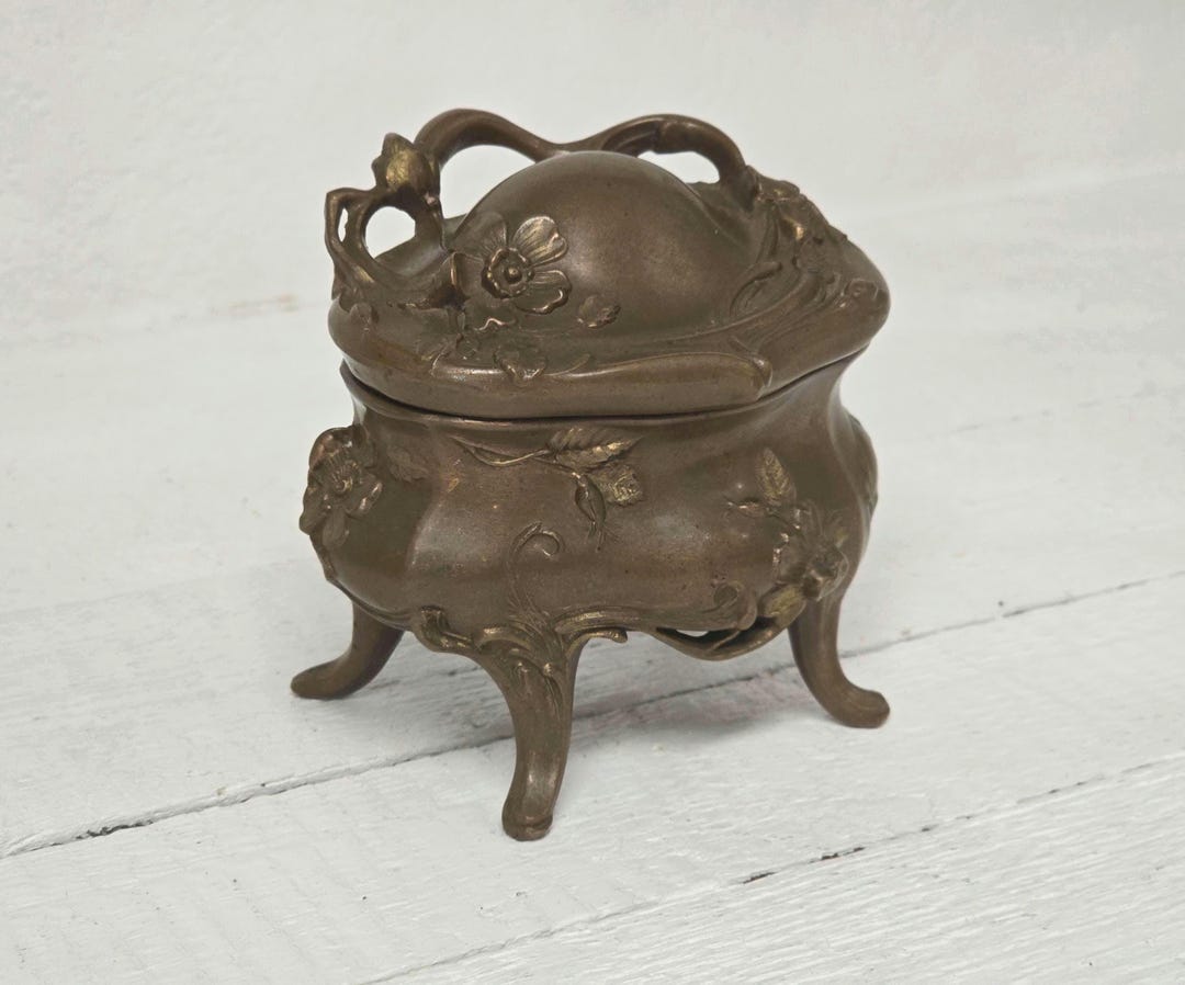 Ornate Victorian Jewelry Casket, Bronze With Floral Design 4" X 4" - Etsy