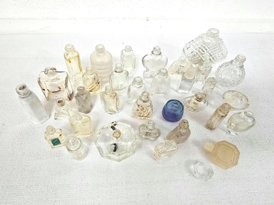 Vintage Destash Lot of 33 Miniature Empty Perfume Bottles Without Tops ...