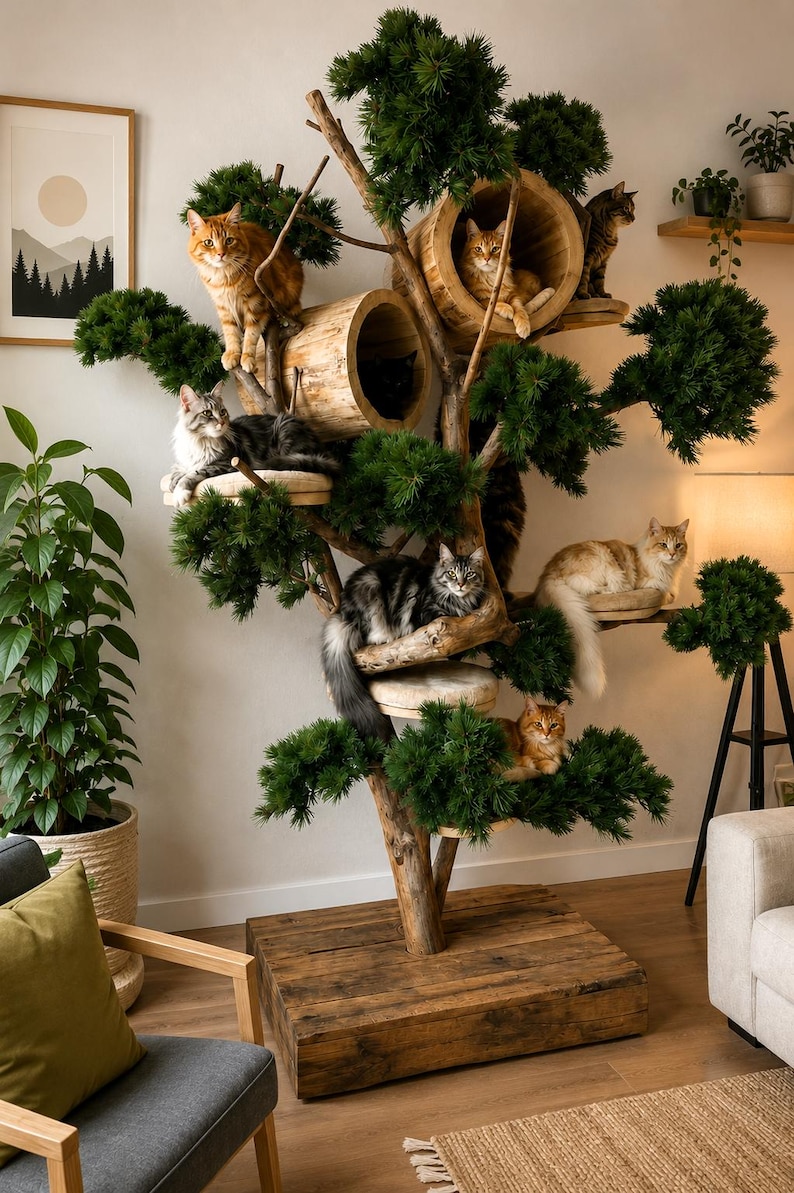 DIY Plan Wooden Cat Tree Tower, Multi-level Perches, Sisal Scratching ...