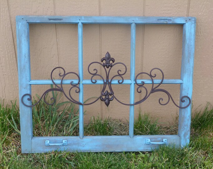 Made to Order Vintage Rustic Turquoise Wooden Window Frame Wall Decor ...