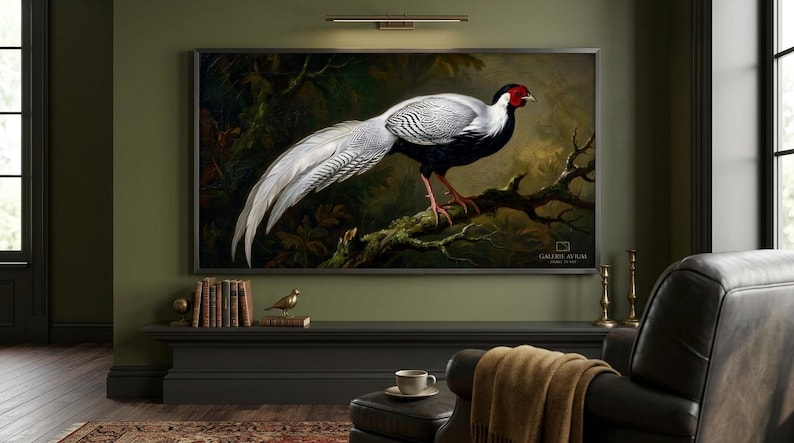 Silver Pheasant Bird Samsung Frame TV Art | 4K Antique Ornithology ...